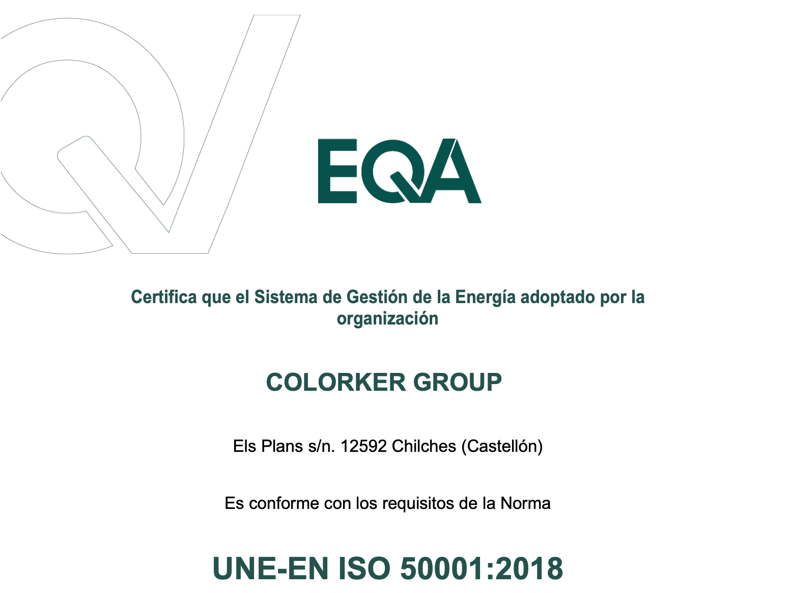 Colorker Group obtiene la certificación UNE-EN ISO 50001:2018 - Colorker
